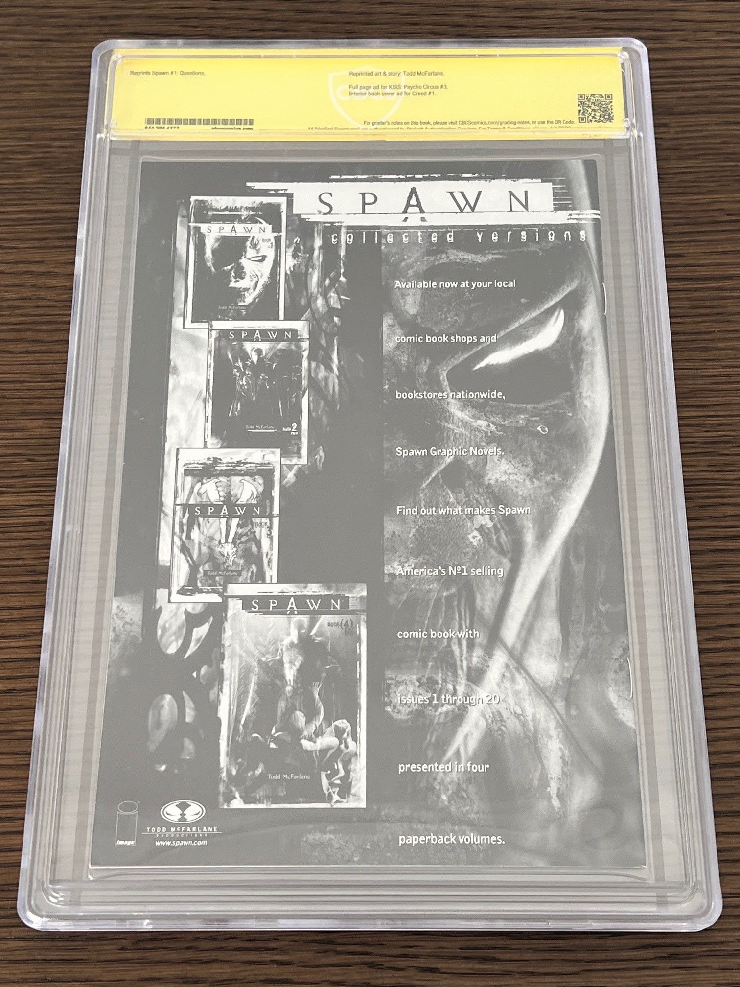 Spawn #1 Black and White Cover (1997). 8.5, CBCS, Signed by McFarlane ...