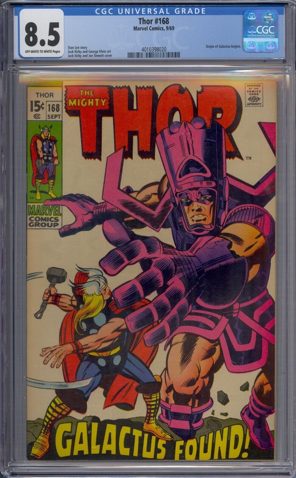 Thor #168 CGC 8.5 Origin Galactus Begins Jack Kirby | Comic Books ...