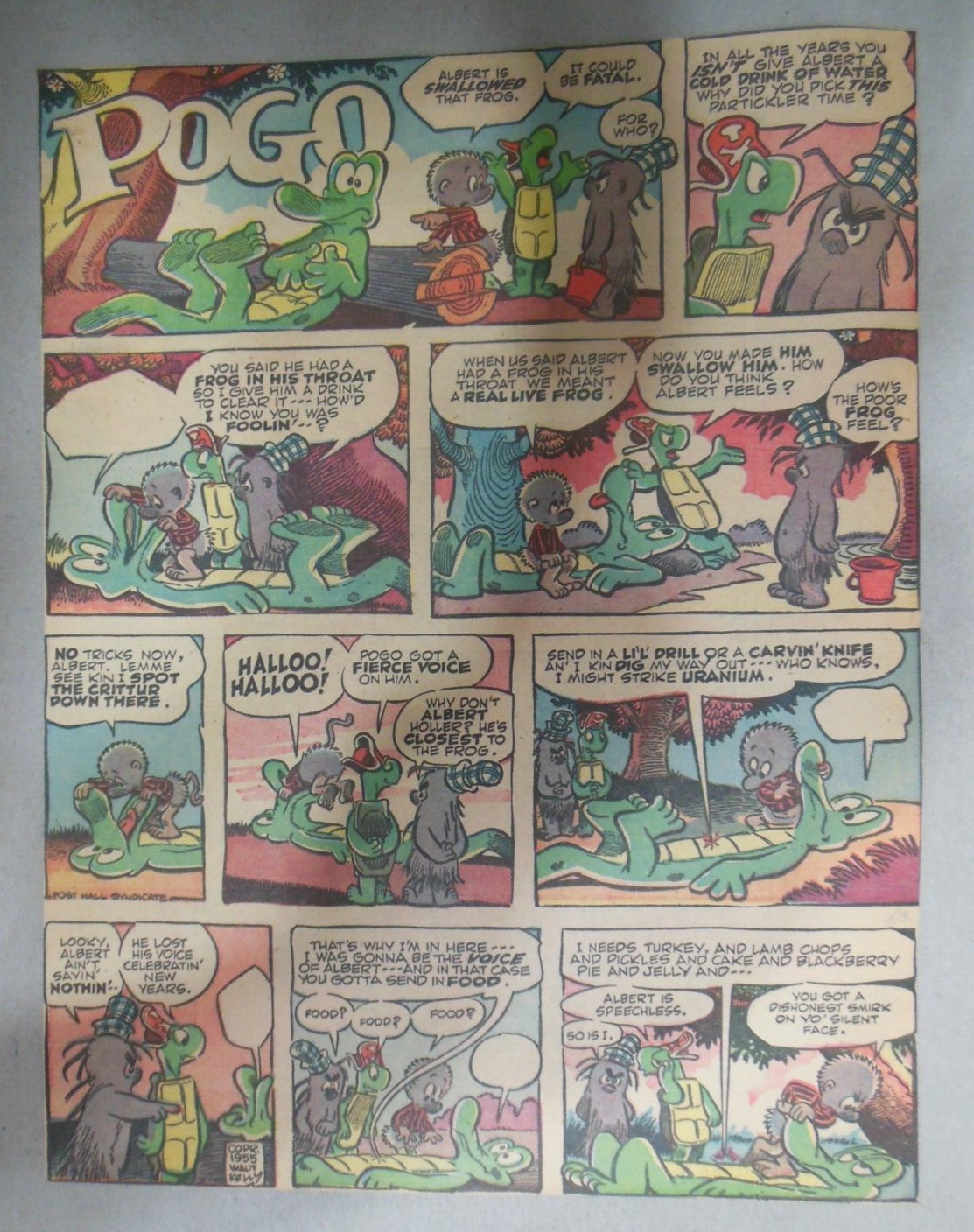Pogo Sunday Page by Walt Kelly from 1/9/1955 Size: 10 x 14 inches Close ...