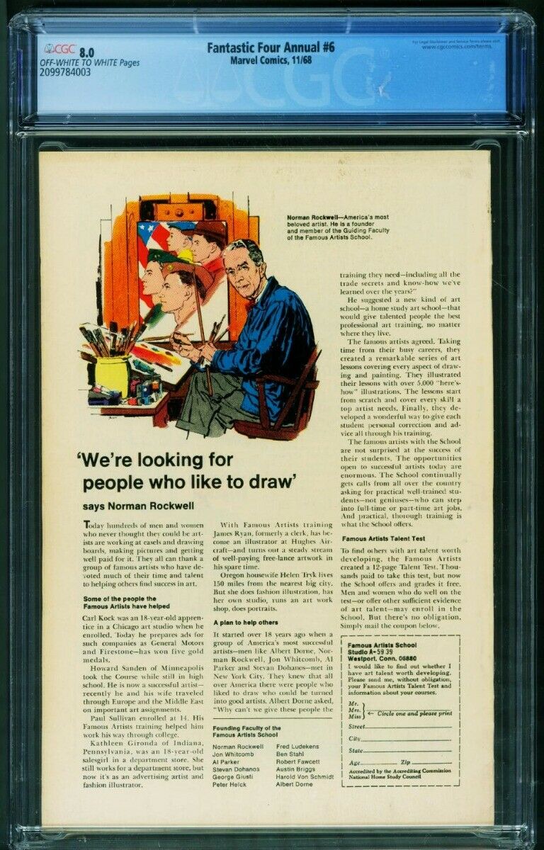 FANTASTIC FOUR ANNUAL #6 cgc 8.0 - First Annihilus/Franklin Richards ...