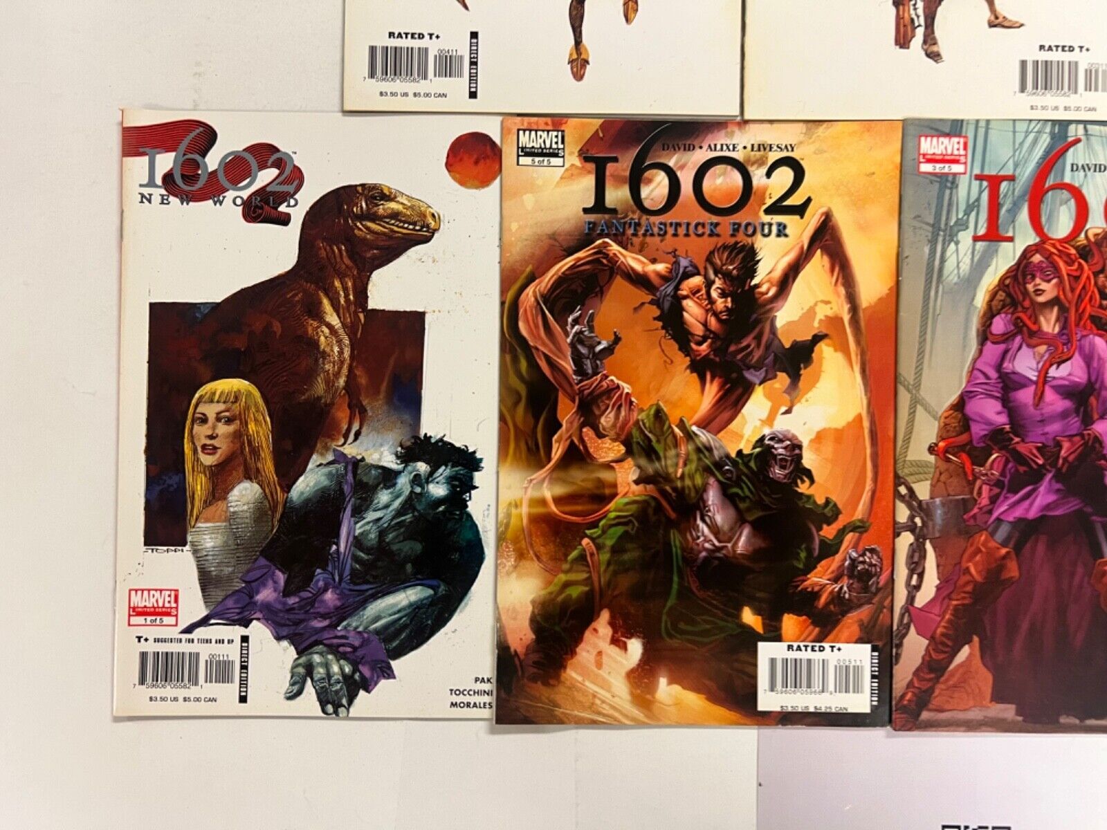 7 1602 Marvel Comic Books # 1 2 2 3 3 4 5 Avengers Defenders Hulk Thor ...