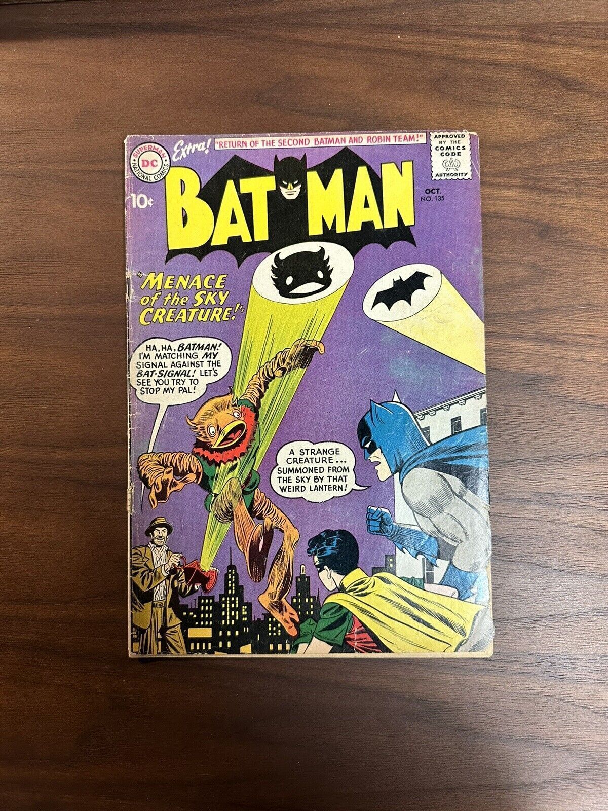 Batman #135 GD/VG “The Menace of The Sky Creature”(DC Comics 1960 ...