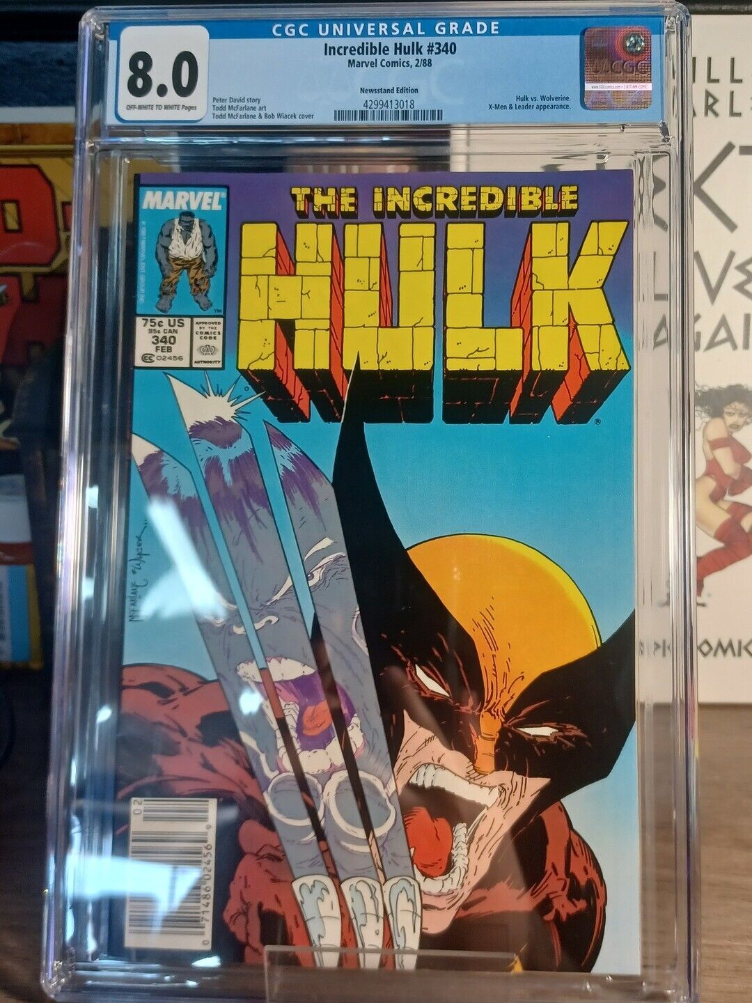 Incredible Hulk #340 CGC 8.0 Newsstand McFarlane Wolverine Marvel ...