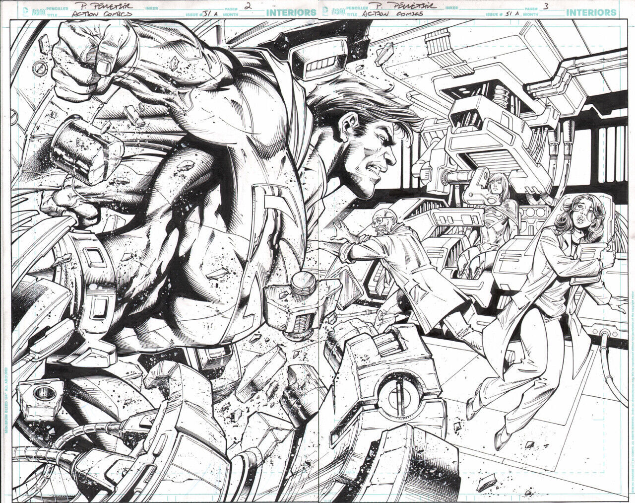 Action Comics #51 Original Art Double Page Splash Superman SIGNED Paul ...