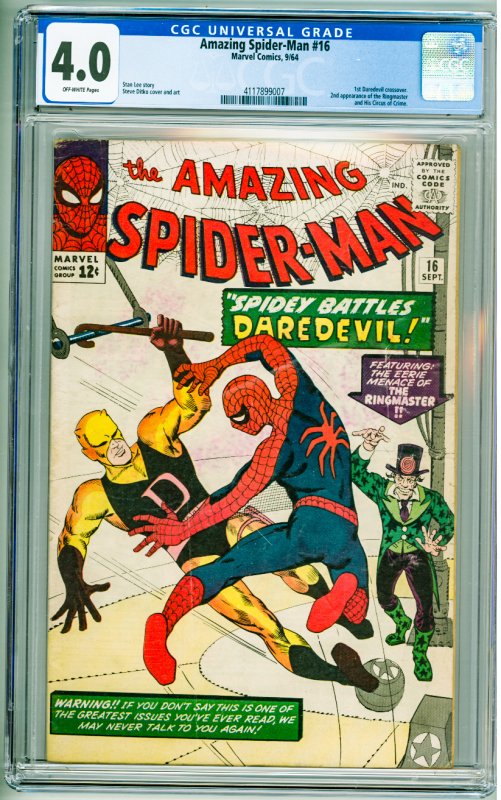 The Amazing Spider-Man #16 (1964) CGC 4.0! OW Pages! 2nd App of the ...