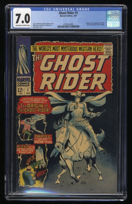 Ghost Rider #1 CGC FN/VF 7.0 Off White to White 1st Appearance Carter ...