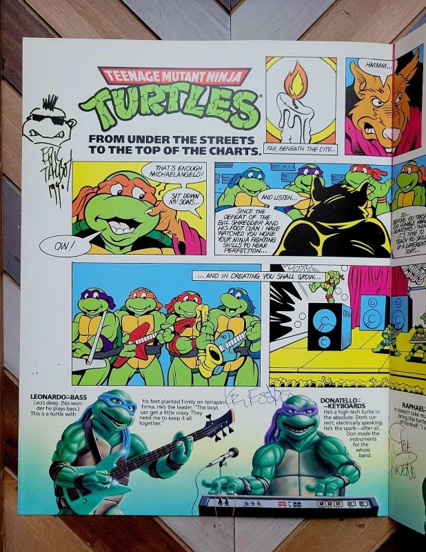 Vintage 1990 TMNT Rare 8× SIGNED + POSTER Ninja Turtles OUT OF SHELLS ...
