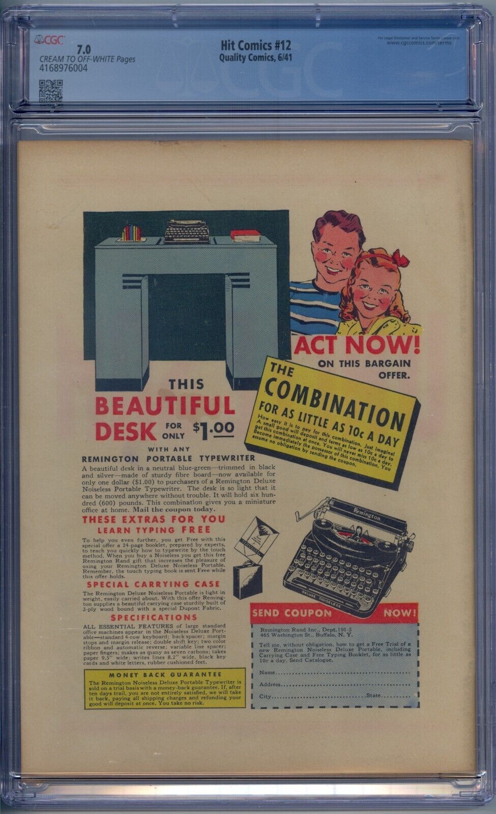 HIT Comics #12 CGC 7.0 Hercules RED BEE DON Glory Betty Bates LOU Fine ...