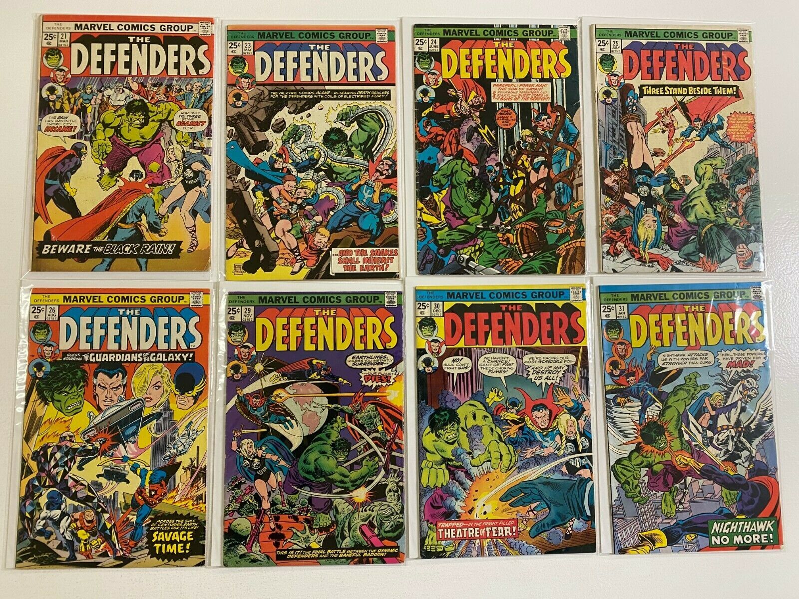 Defenders lot #21-50 Marvel 1st Series 27 pieces avg 5.0 range 4 to 6 ...