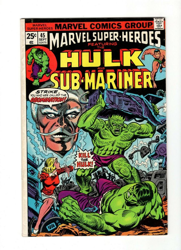 Marvel Super-Heroes #45 Hulk & Sub-Mariner (1974, Marvel) | Comic Books - Bronze Age, Marvel ...
