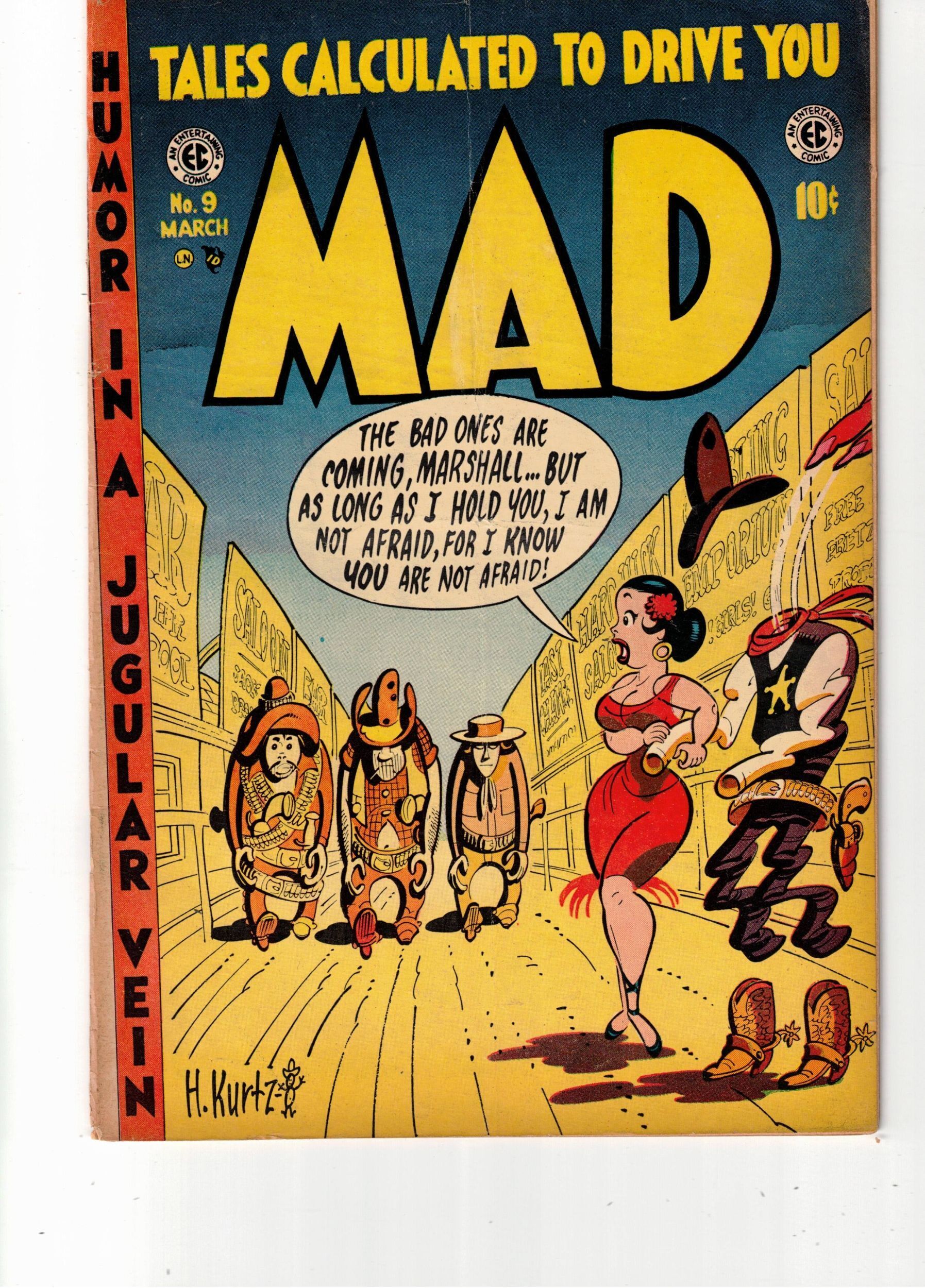 MAD #9 (1954) Rare Mid-High-Grade FN+ Comic Bill Elder Western Cover ...