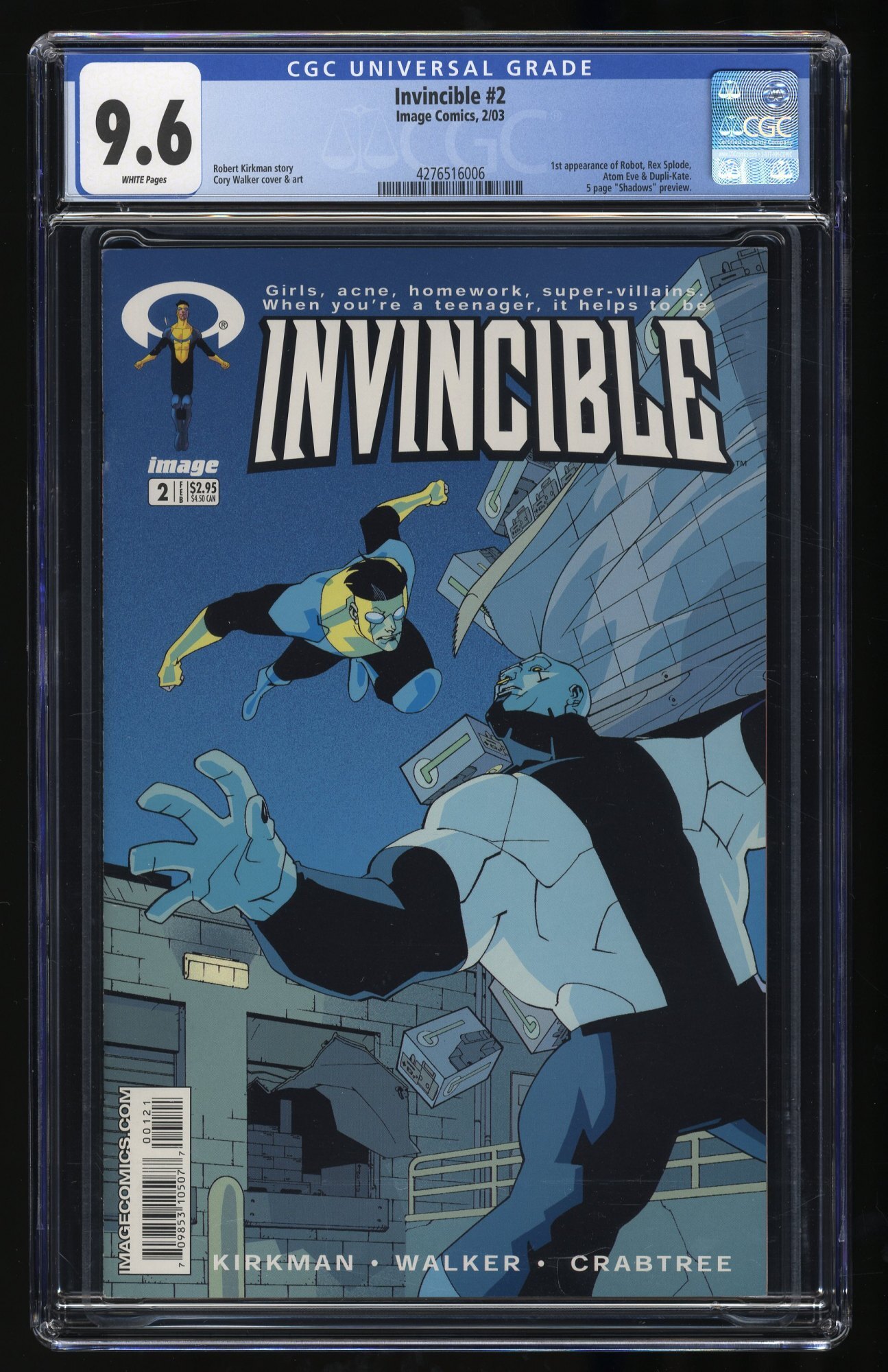 Invincible #2 CGC NM+ 9.6 1st Robot Rex Plode, Atom Eve and Dupli-Kate ...