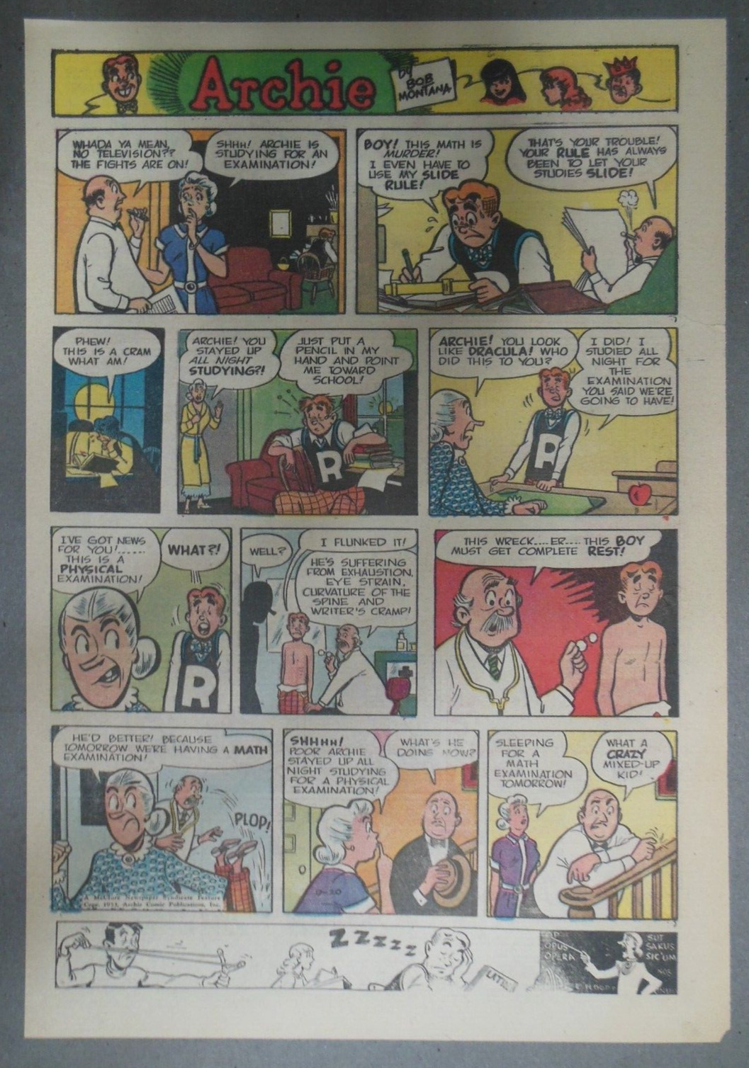 Archie Sunday Page by Bob Montana from 9/20/1953 Tabloid Size Page ...