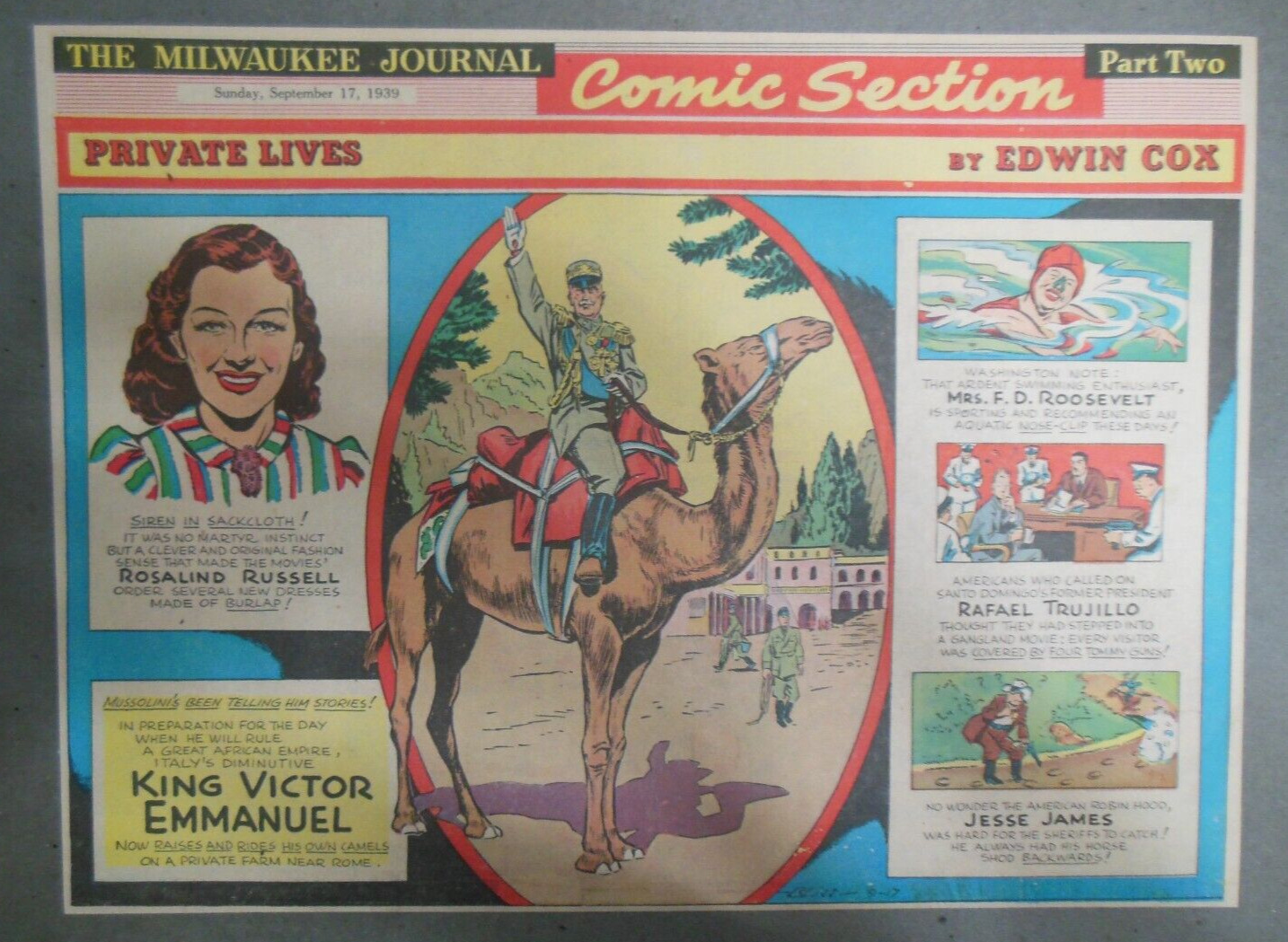 Private Lives: Rosalind Russell, King Victor Emmanuel Edwin Cox from 9/17/1939 | Comic Books ...