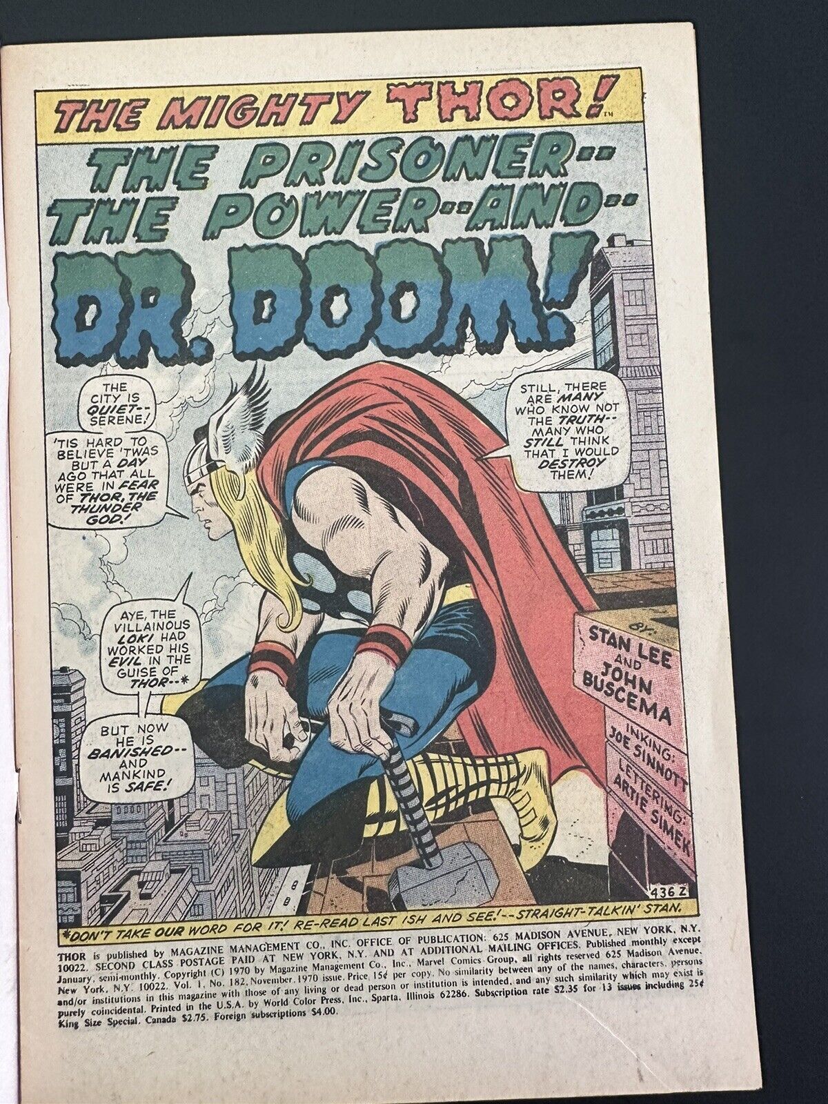Thor #182 FN/VF Dr. Doom Appearance (Marvel 1970) | Comic Books - Bronze Age, Marvel, Thor ...