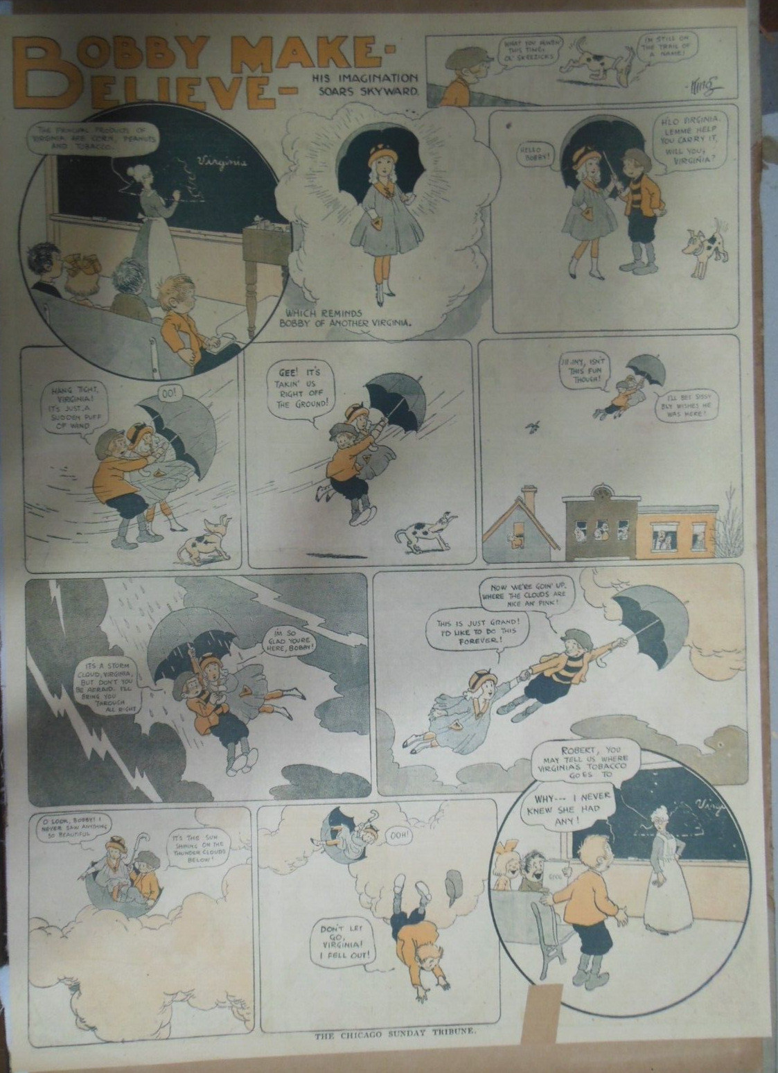 Bobby Make Believe by Frank King 4/8/1917 Full Size ! Very Rare Fantasy ...