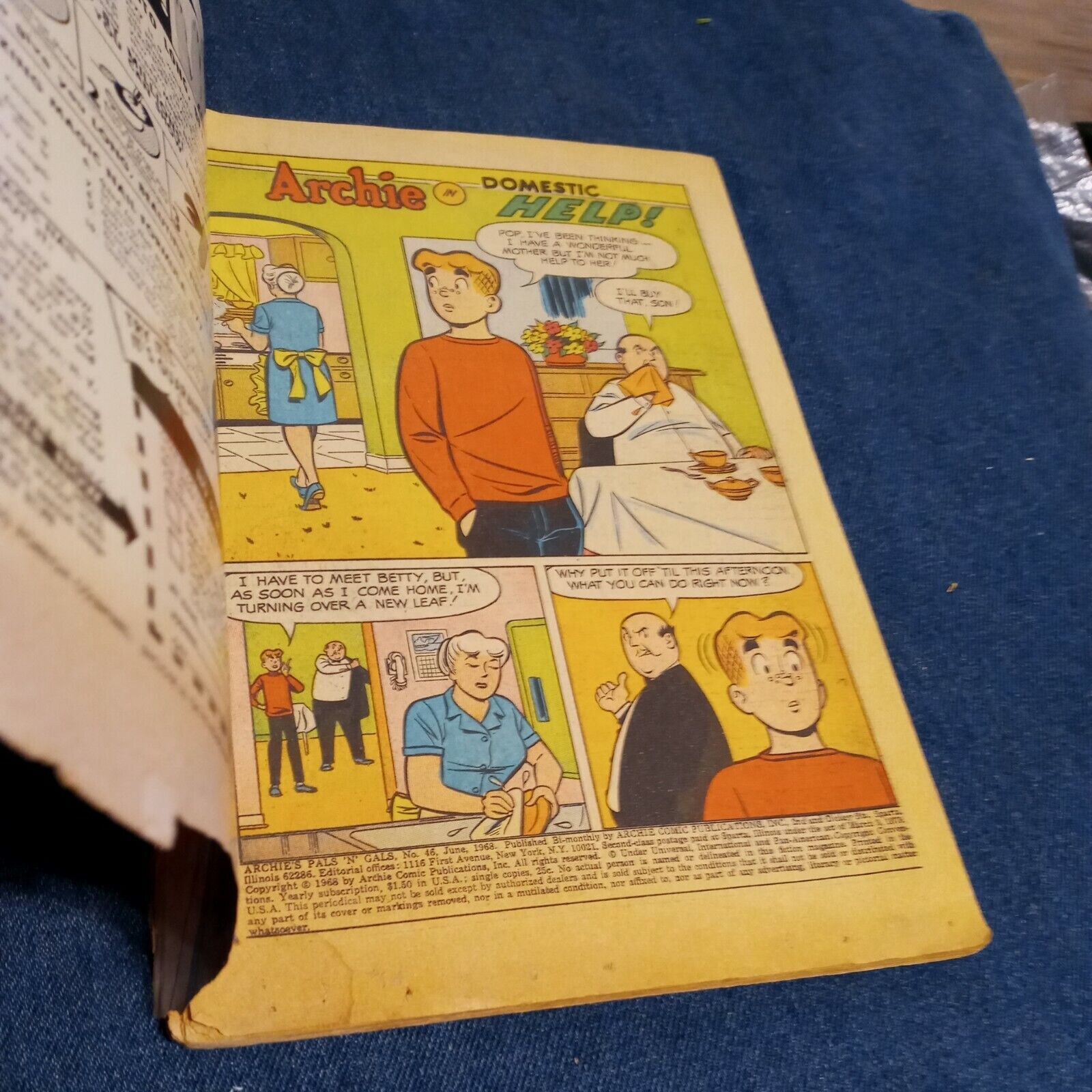 ARCHIE'S PALS 'N' GALS #46 BETTY, VERONICA JUGHEAD Archie Comics 1968 ...