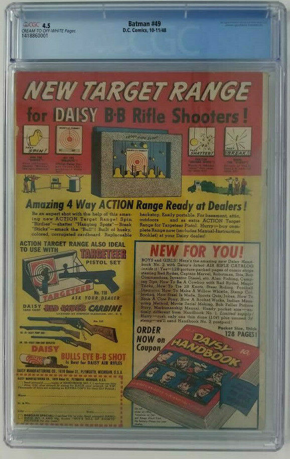Batman #49 ~ 1948 DC ~ CGC 4.5 (VG+); 1st App. of Vicki Vale & Mad ...