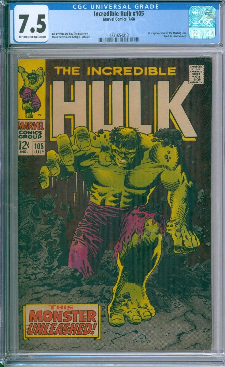Marvel Comics The Incredible Hulk #105 CGC 7.5 1st Appearance The ...