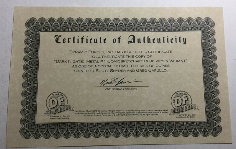 Dark Nights: Metal 1 Comicsketchart Blue Virgin Variant Signed Snyder ...