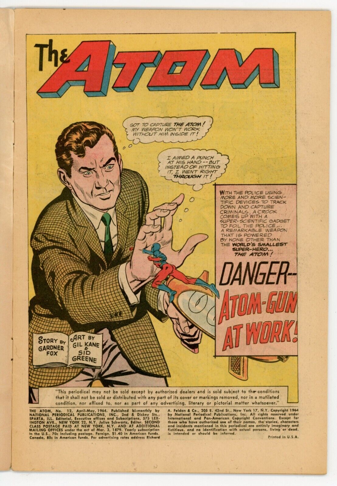 The Atom 12 FN 5.5 DC 1964 Silver Age Time Pool Story Edgar Allan Poe ...