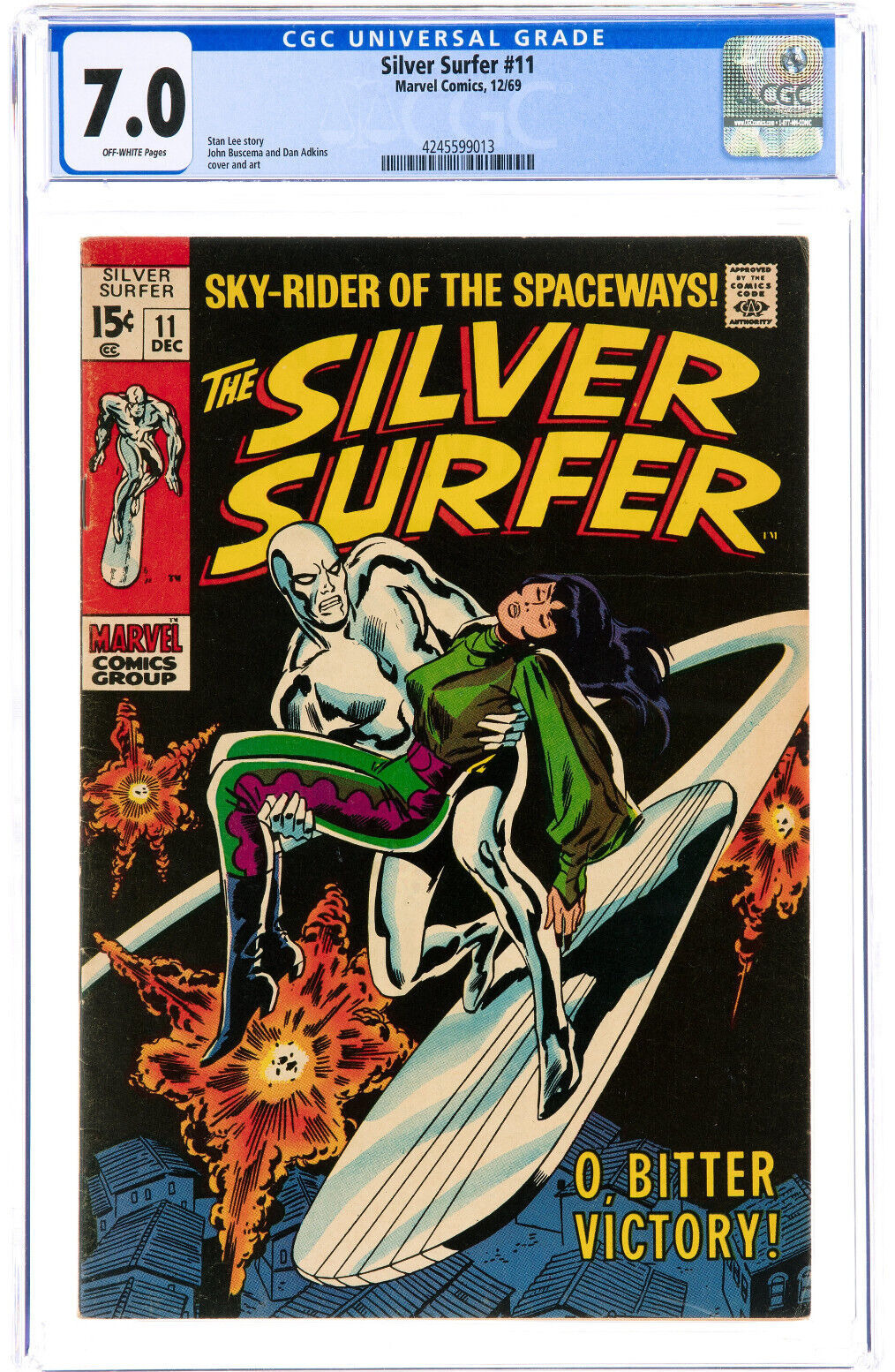 SILVER SURFER #11 Marvel (1969) CGC 7.0 Stan Lee Story w/ Buscema ...