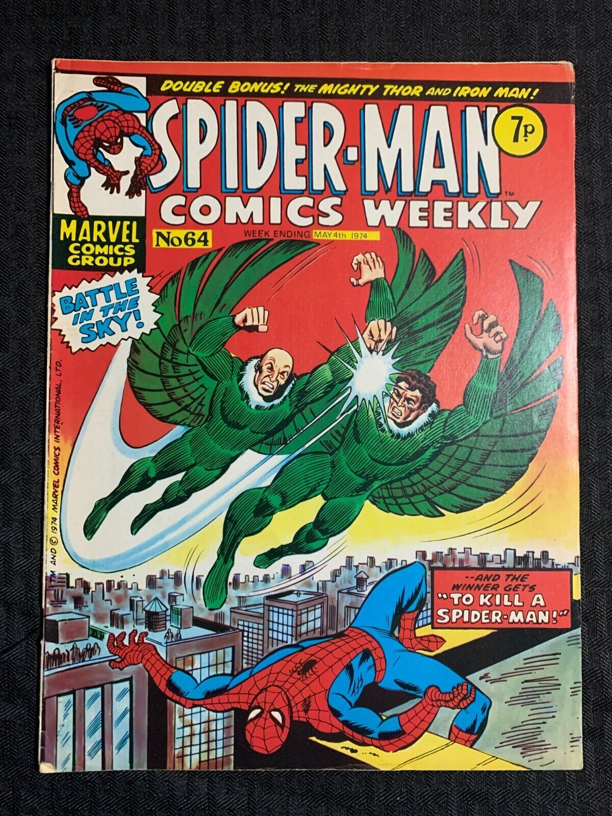 1974 SPIDER-MAN COMICS WEEKLY #64 Marvel UK FN 6.0 Mighty Thor / Iron ...
