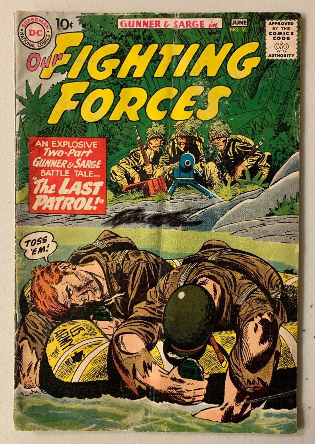 Our Fighting Forces #55 DC Gunner + Sarge (3.0) H20 damage spine intact ...