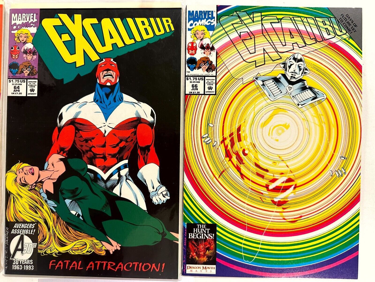 3 Excalibur Marvel Comic Books # 64 65 66 Avengers Captain America Thor ...