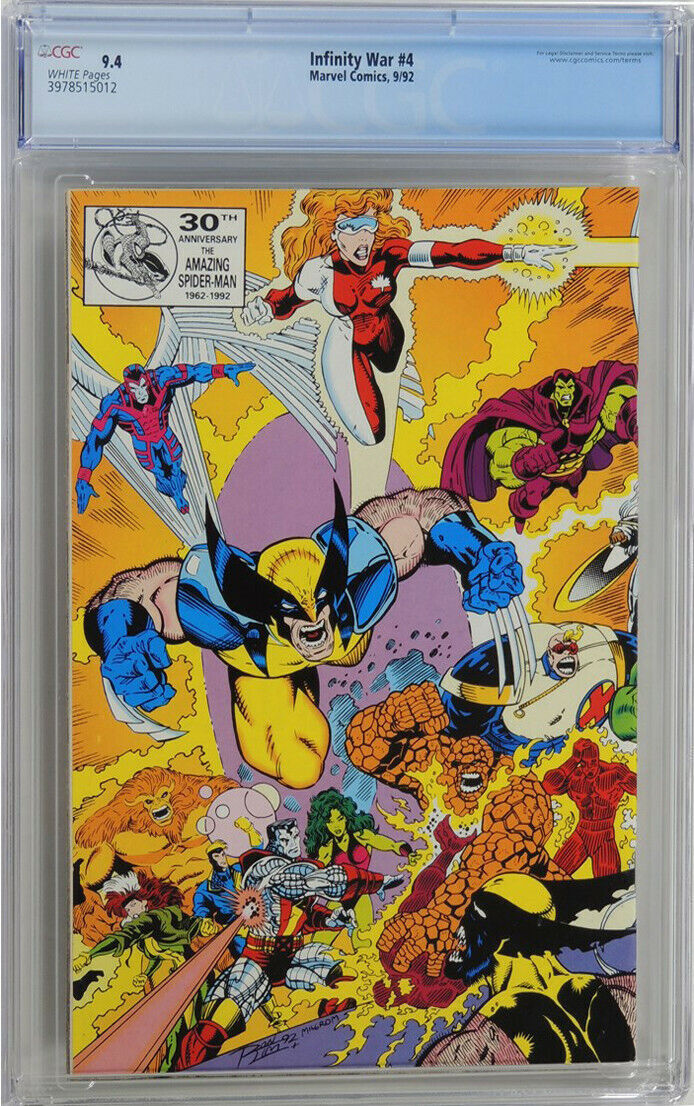 Infinity WAR 4 CGC 9.4 Avengers X-Men Fantastic Four 1992 AL Milgrom JIM Starlin | Comic Books ...