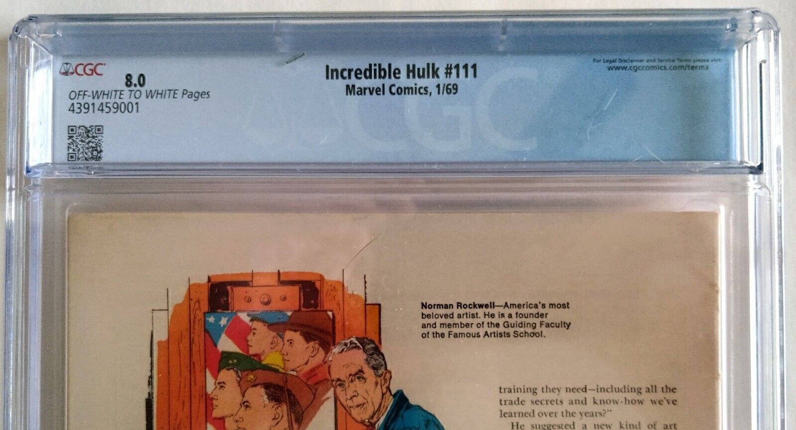Incredible Hulk 111 (1969) CGC 8.0 VERY FINE. 1st appearance of Galaxy ...