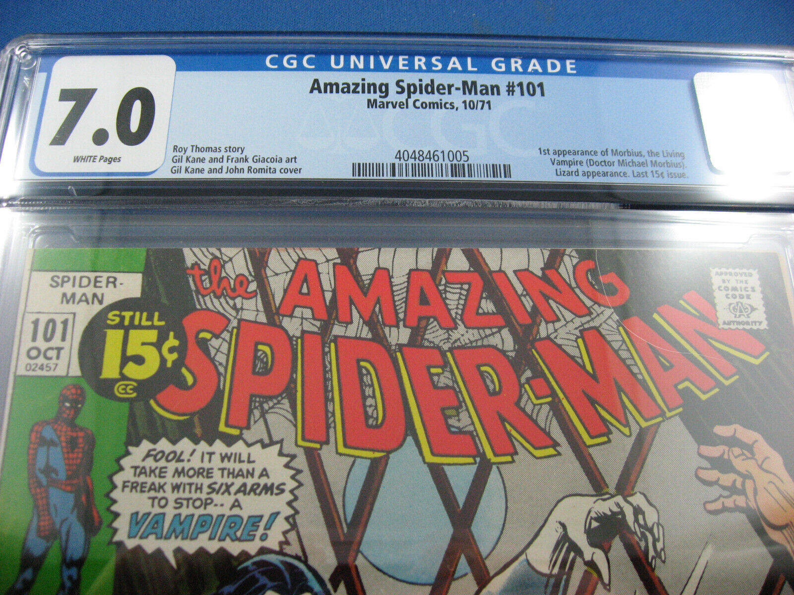 Amazing Spiderman 101 CGC 7.0 First Vampire Morbius 1971 Marvel White ...