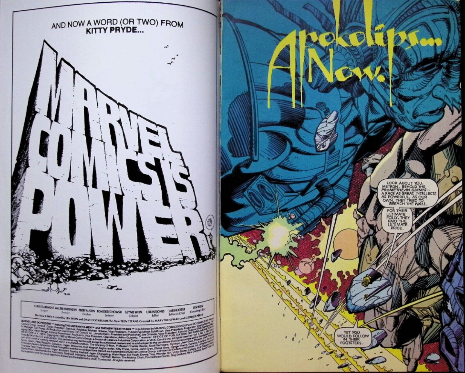X-MEN AND THE NEW TEEN TITANS Marvel and DC Present Comic — 1982 ...