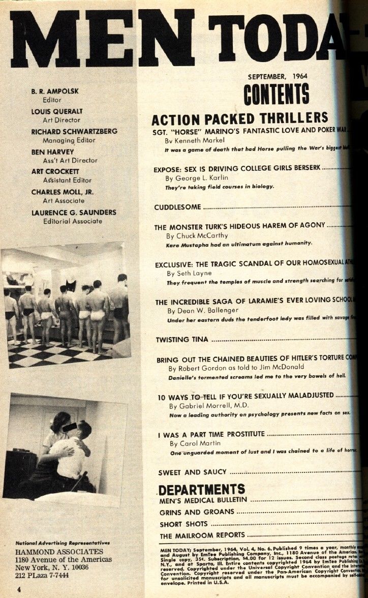 MEN TODAY Sep 1964-Wild NAZI torture cover-Gay Athletes! Pulp | Comic ...