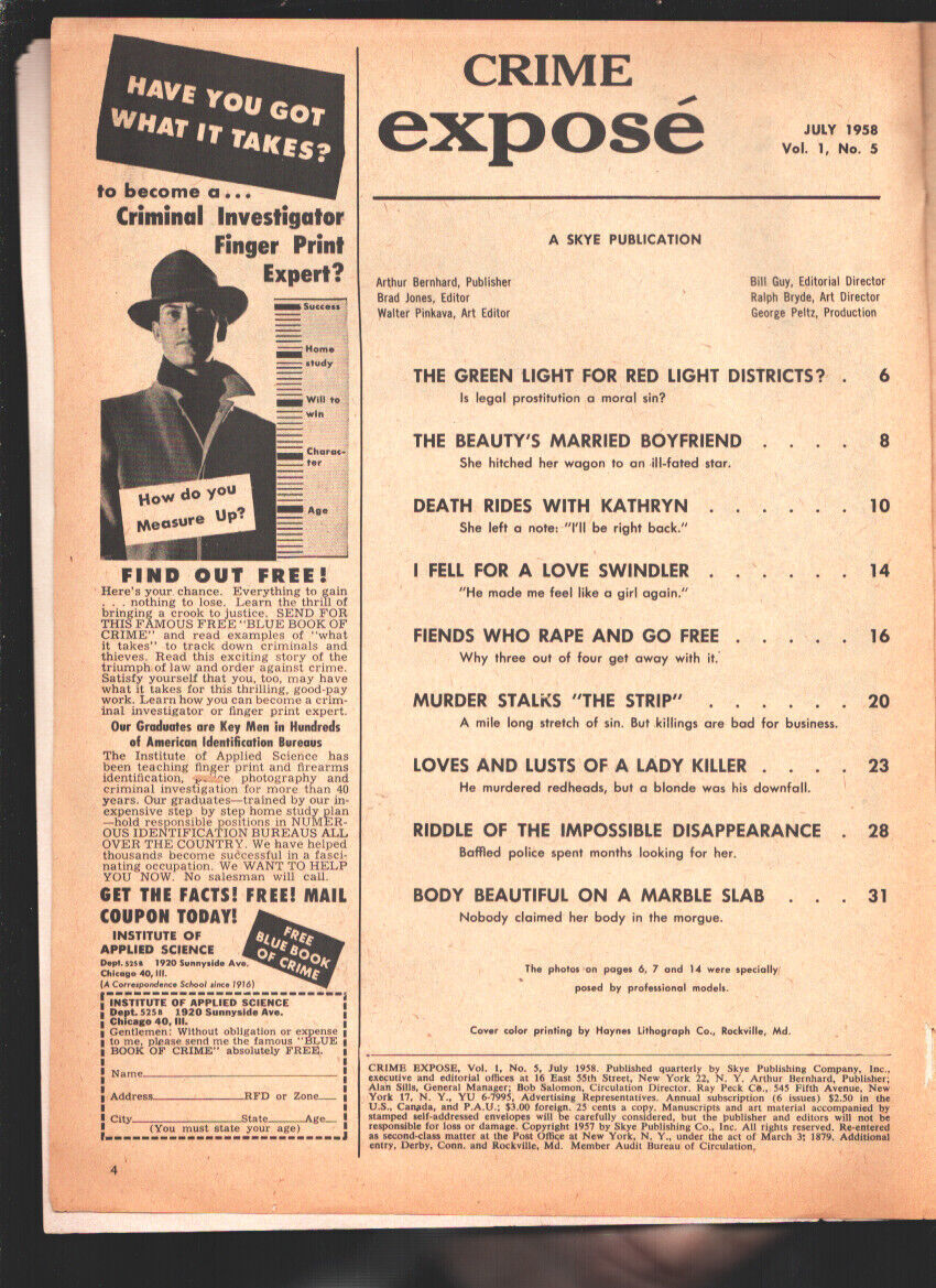 Crime Expose 7/1958-Dead woman cover-Lurid crime-violence-exploitation ...
