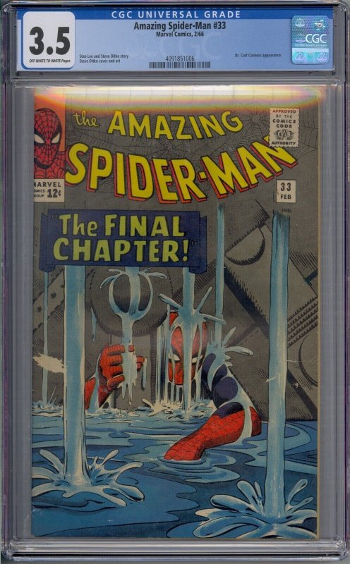 Amazing Spider-Man #33 CGC 3.5 DR. Curt Connors Steve Ditko | Comic ...