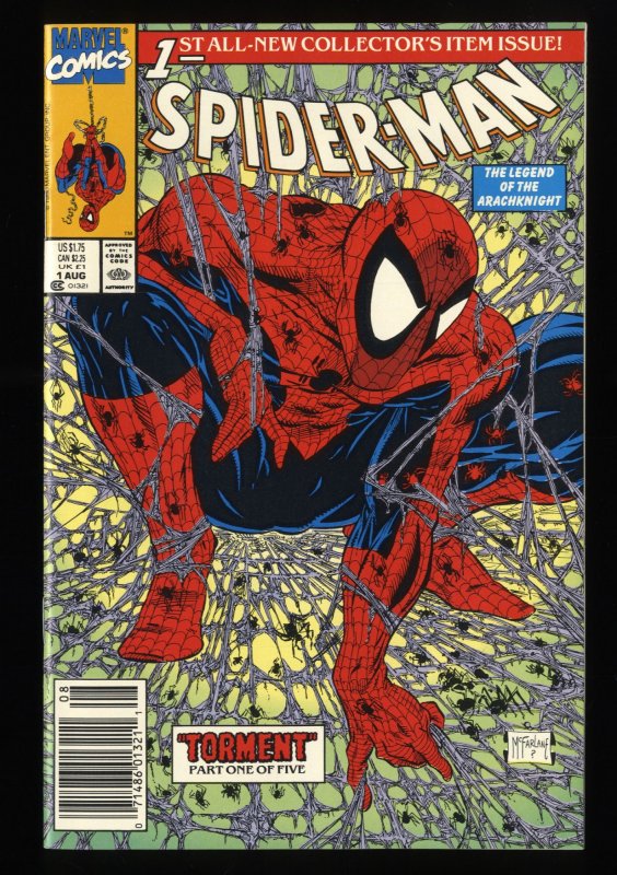 Spider-Man #1 NM 9.4 Torment! Todd McFarlane! Silver and Black! | Comic ...