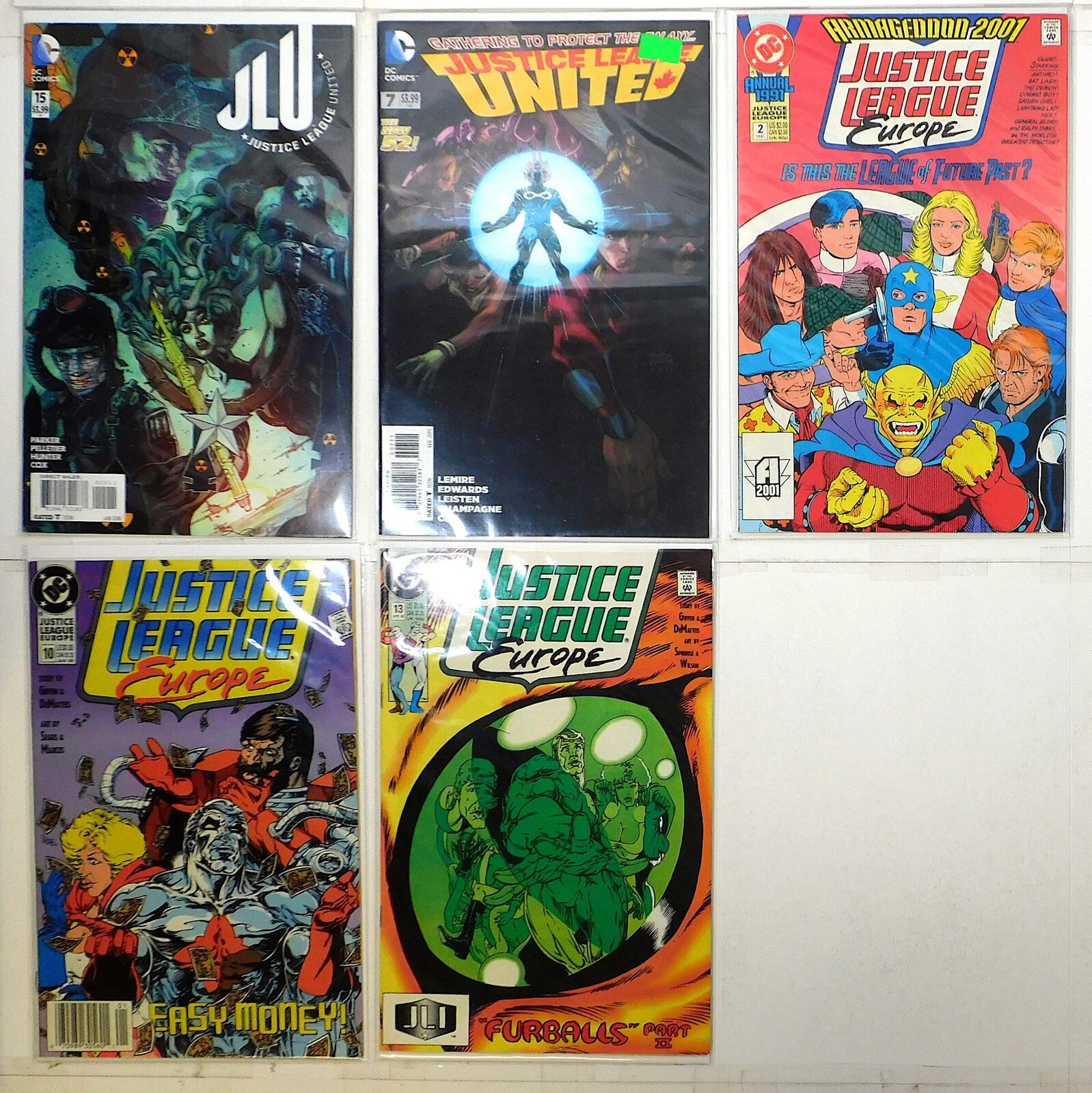 Justice League Lot 5 #Europe 10, 13, Annual 2, United 7, 15 1990 DC ...