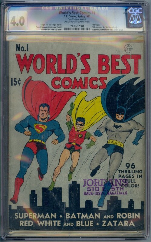 World's Best Comics #1 CGC 4.0 Superman Batman Robin Only Issue | Comic ...