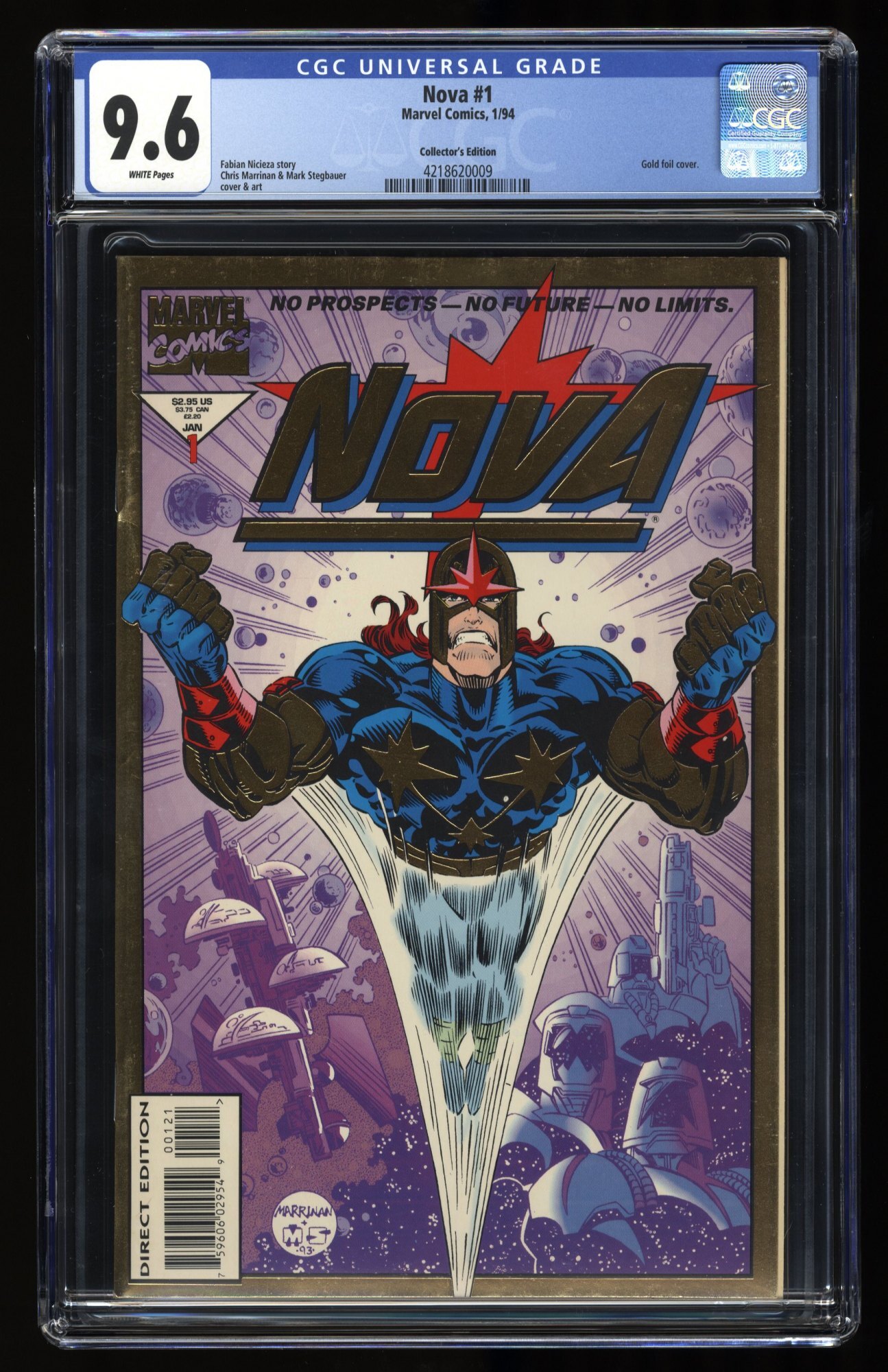 Nova (1994) #1 CGC NM+ 9.6 White Pages Collector's Variant | Comic ...