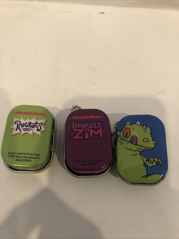 Invader Zim & Rugrats Reptar Keychain Tin 2” With Sticker Inside Set Of ...