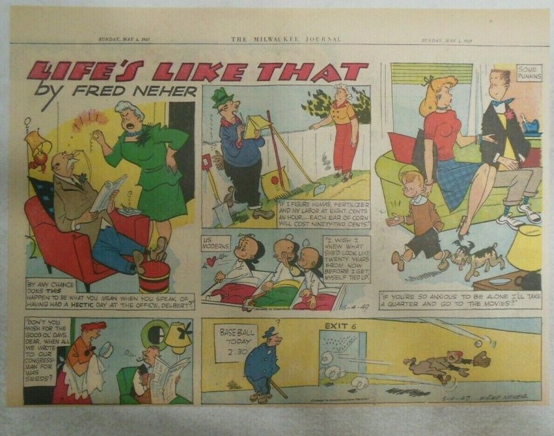 (14) Life's Like That Sunday Pages by Fred Neher from 1947 Size:11 x 15 ...