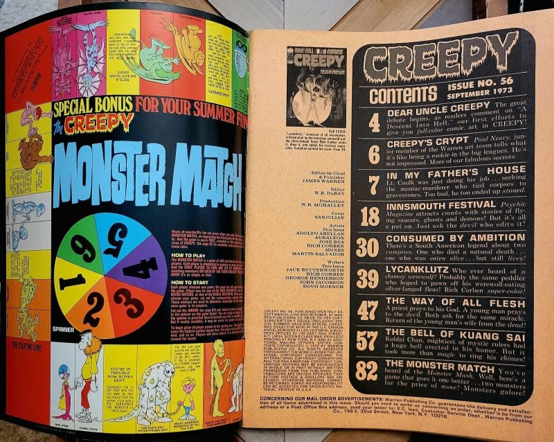 CREEPY #56 VG+ (Warren 1973) 1st Series Richard Corben, Jose Bea ...