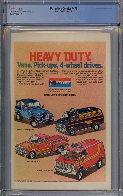 Detective Comics #476 CGC 7.5 Batman Sign of the Joker 70989304659 ...