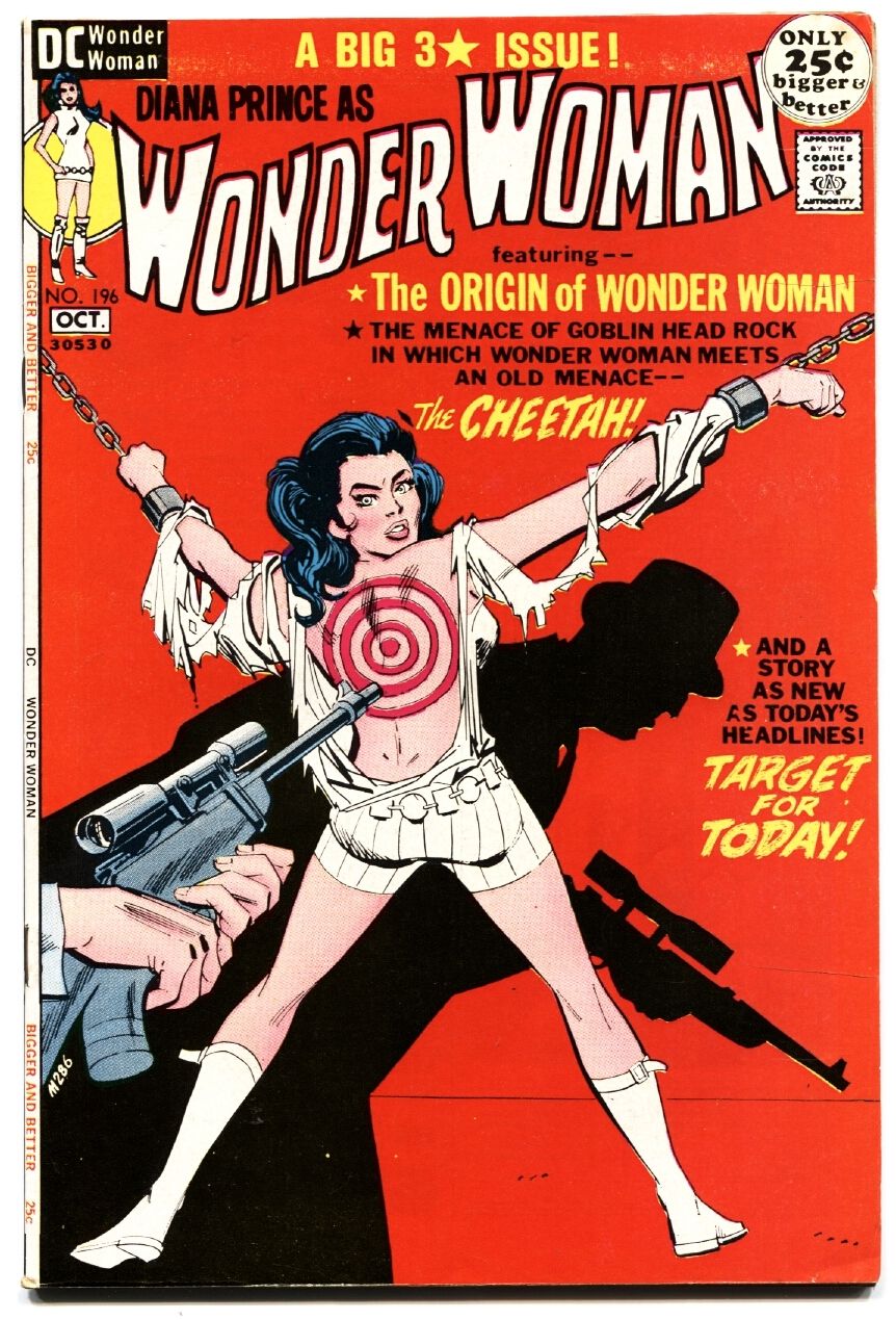 WONDER WOMAN #196 1971-WW chained on cover-origin-DC BRONZE AGE-high ...