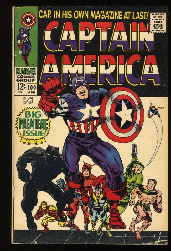 Captain America #100 FN 6.0 1st Issue! Black Panther Appearance ...