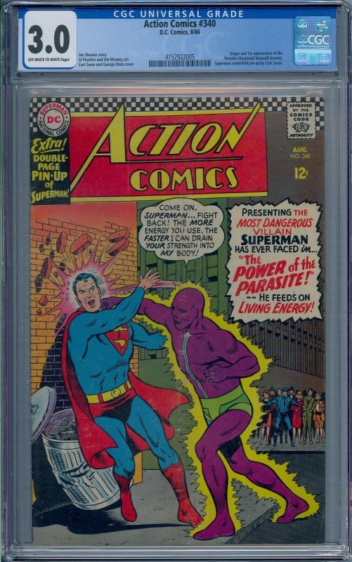 Action Comics #340 CGC 3.0 Superman 1st Parasite Curt Swan | Comic ...