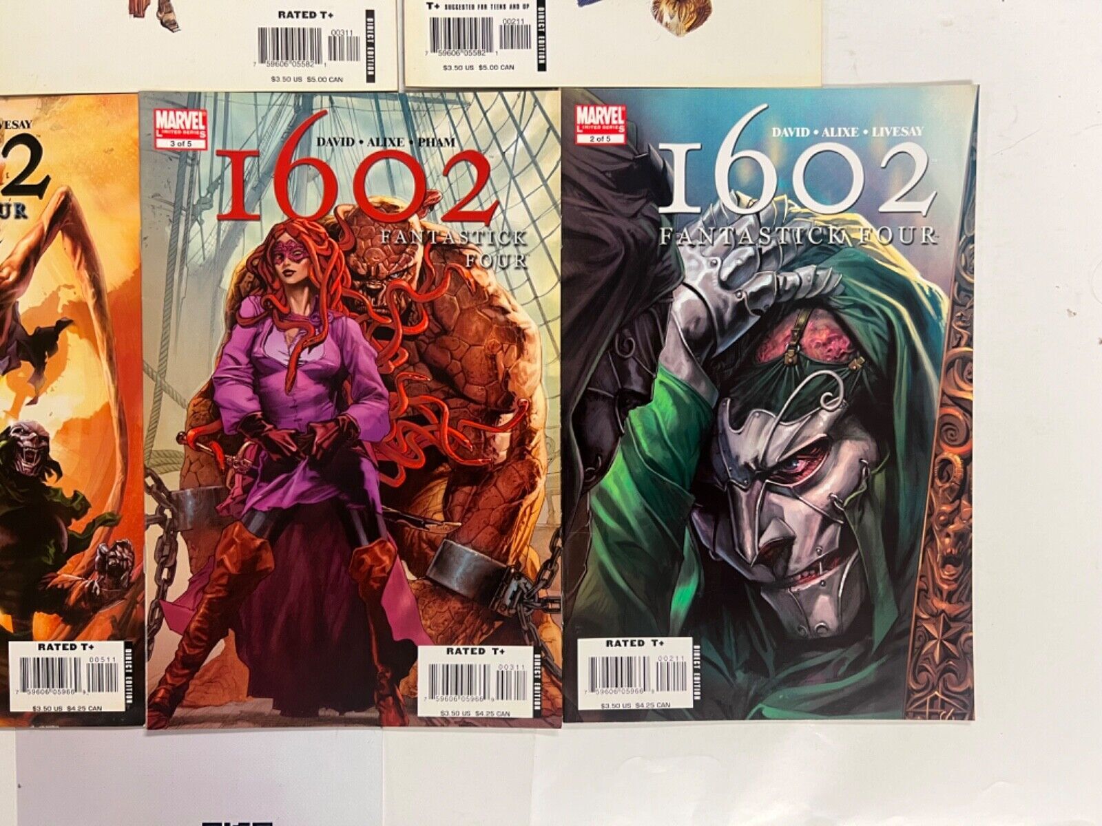 7 1602 Marvel Comic Books # 1 2 2 3 3 4 5 Avengers Defenders Hulk Thor ...