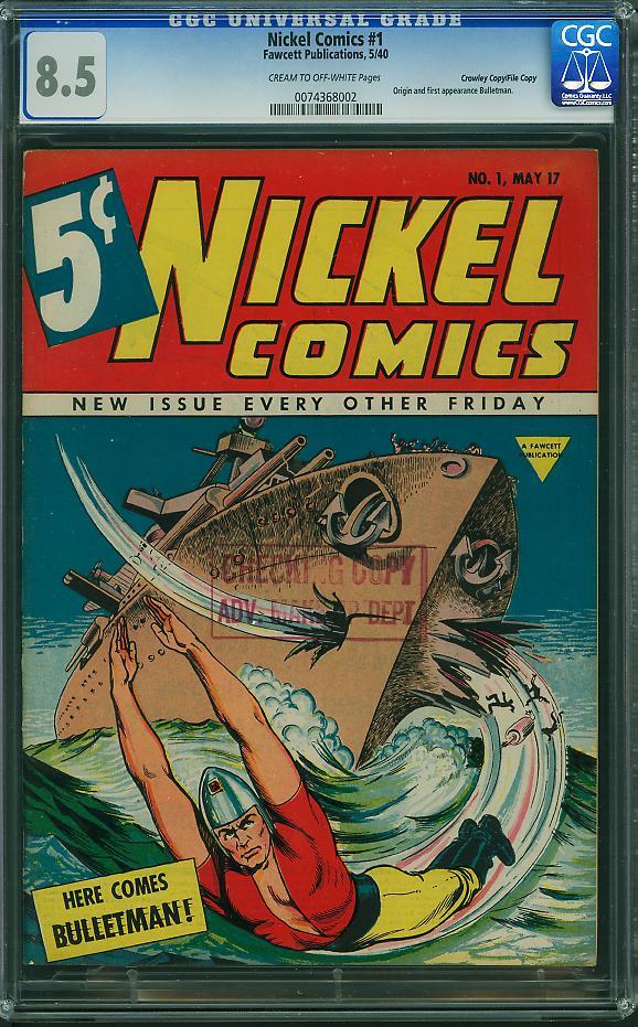 Nickel Comics #1 (1940) CGC 8.5 VF+ | Comic Books - Golden Age, Fawcett Publications, Bulletman ...