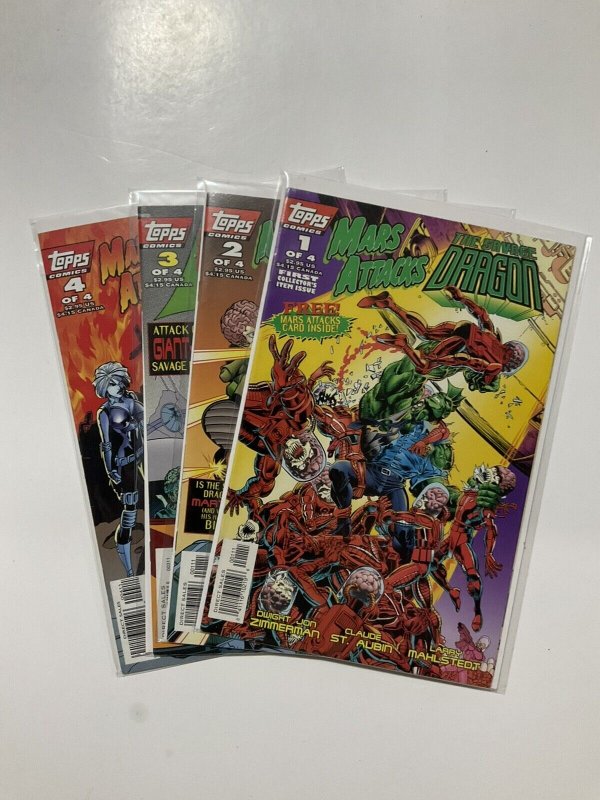 Mars Attacks Savage Dragon 1 2 3 4 lot run set Near Mint- Nm- 9.2 Topps ...
